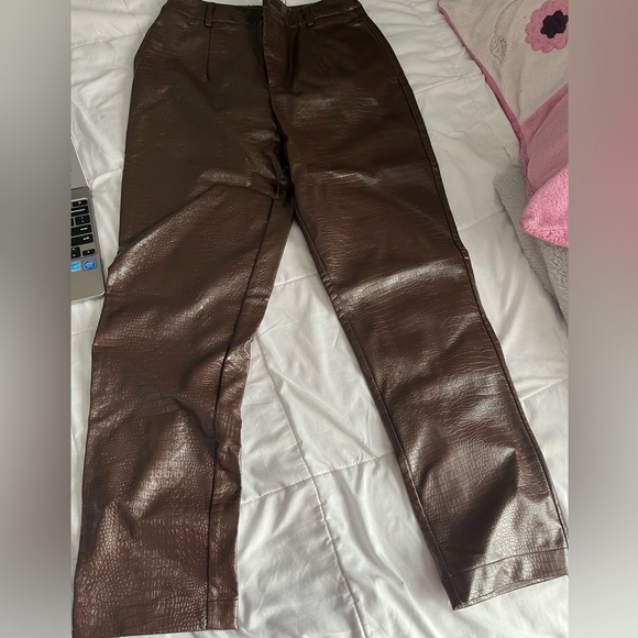 Missguided | Pants & Jumpsuits | Brown Leather Pants | Poshmark